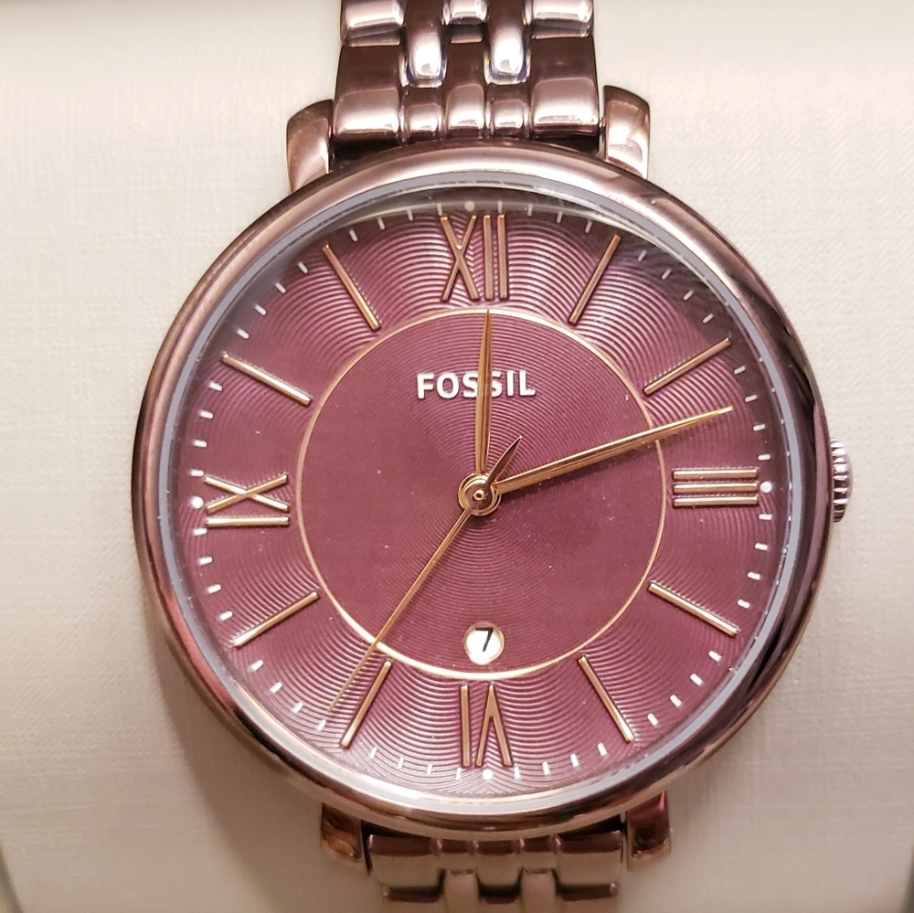 Fossil Gold Brown Burgundy Watch Women - Gem